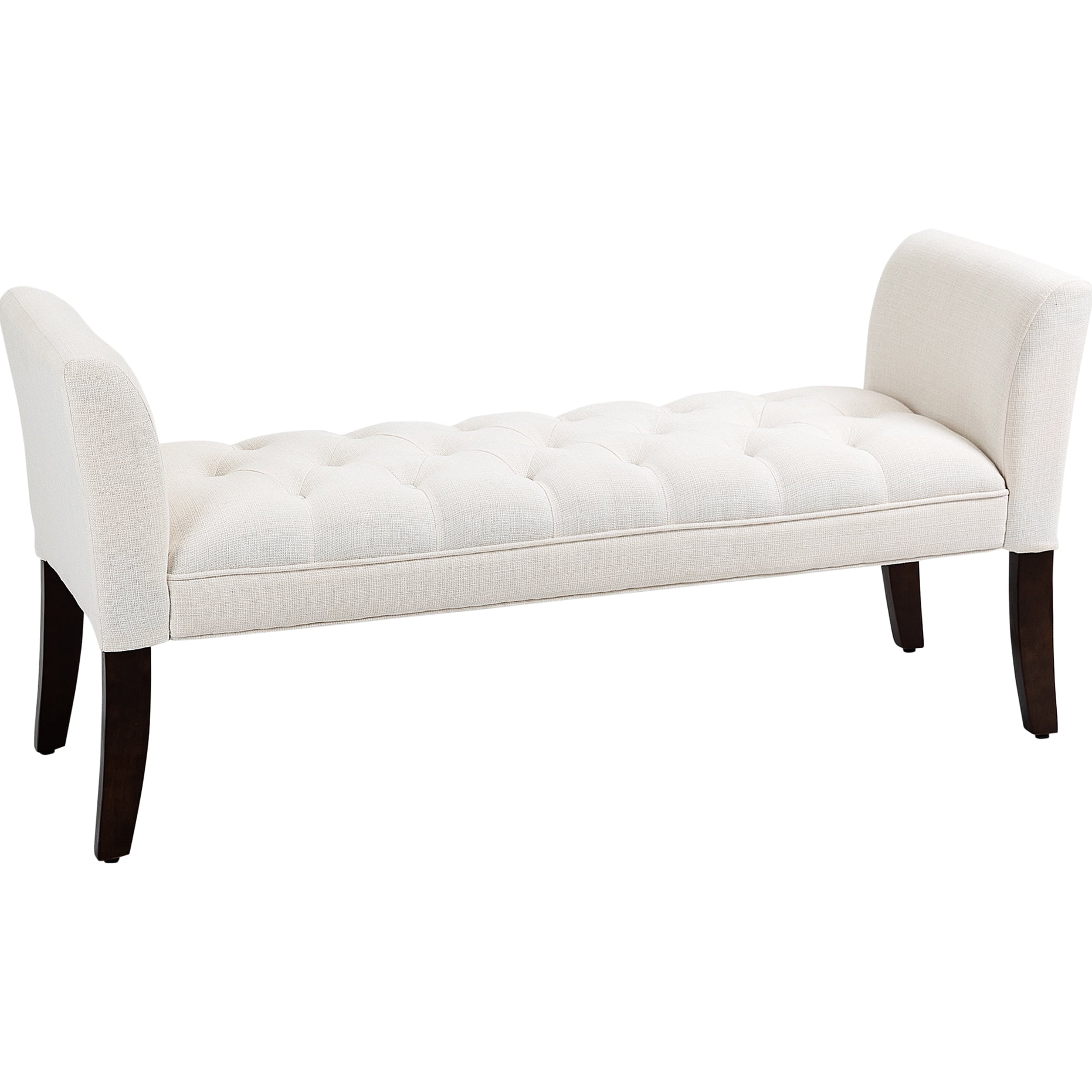 Cream White Entryway Bench With Design, Solid Wood Legs, Comfortable ...