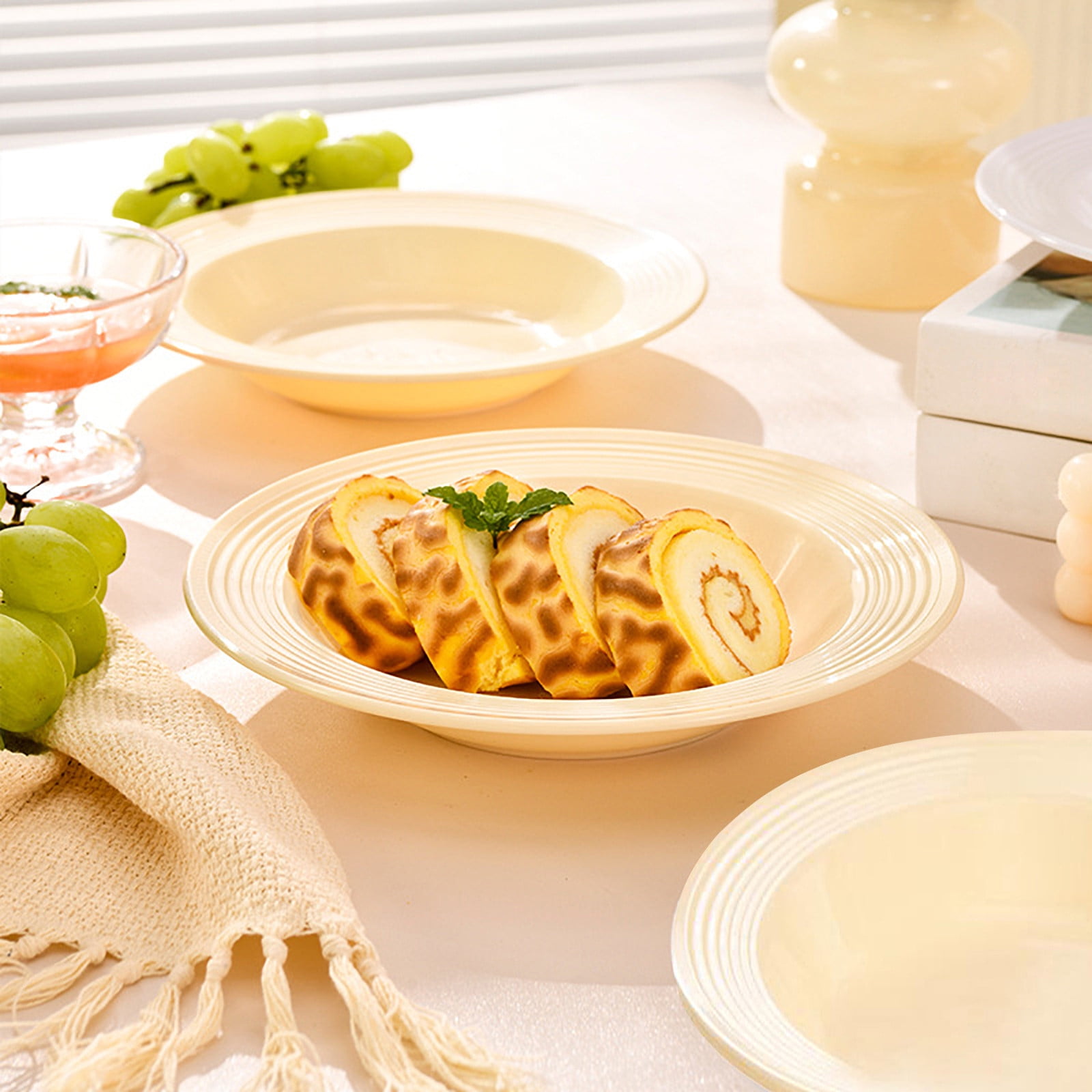 Cream White European-Style Ceramic Pasta Plates - 3-Pack Heat-Resistant ...