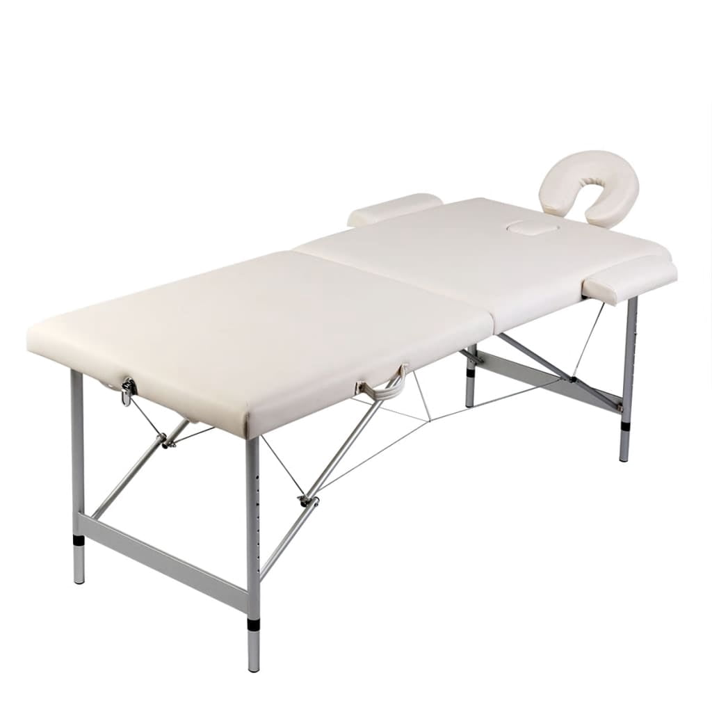 Cream White Foldable Massage Table with Aluminum Frame - Lightweight ...