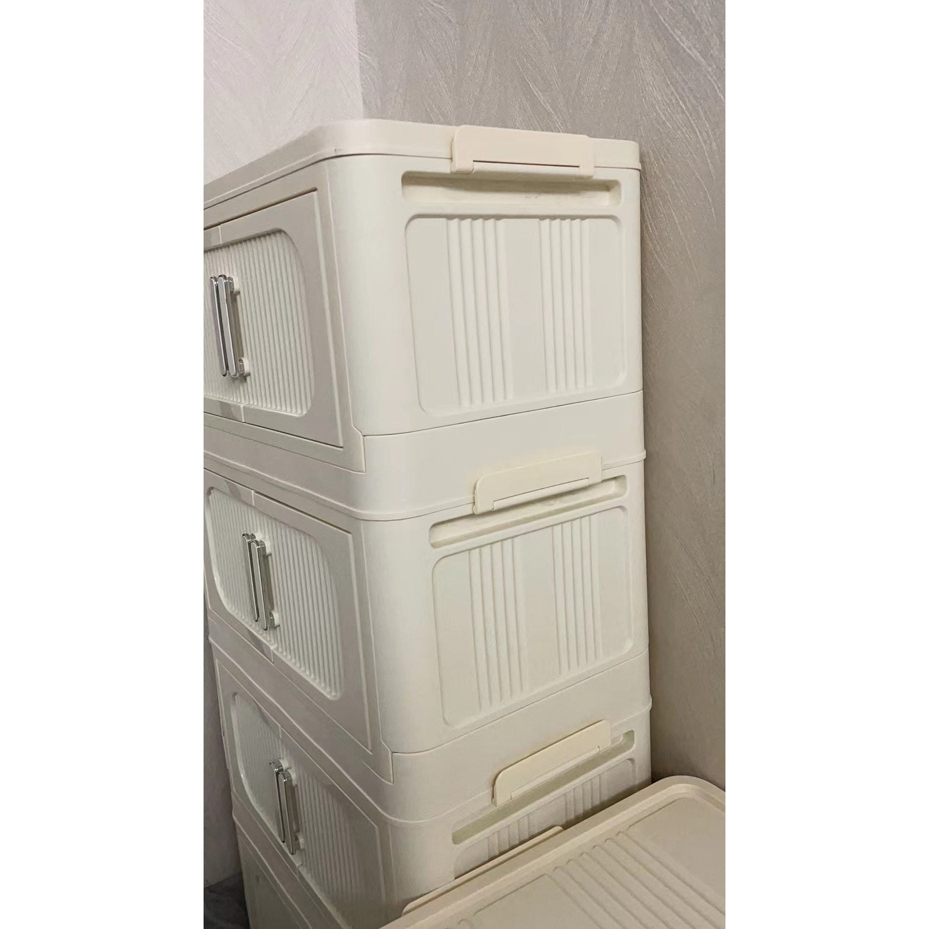 Cream White Folding Storage Cabinet | Easy Assembly for Student Living ...