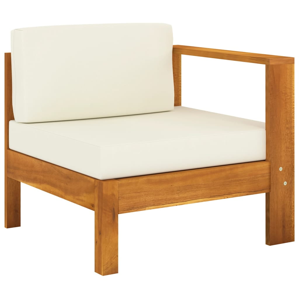 Cream White Solid Acacia Wood Middle Sofa with Armrest - Sturdy ...