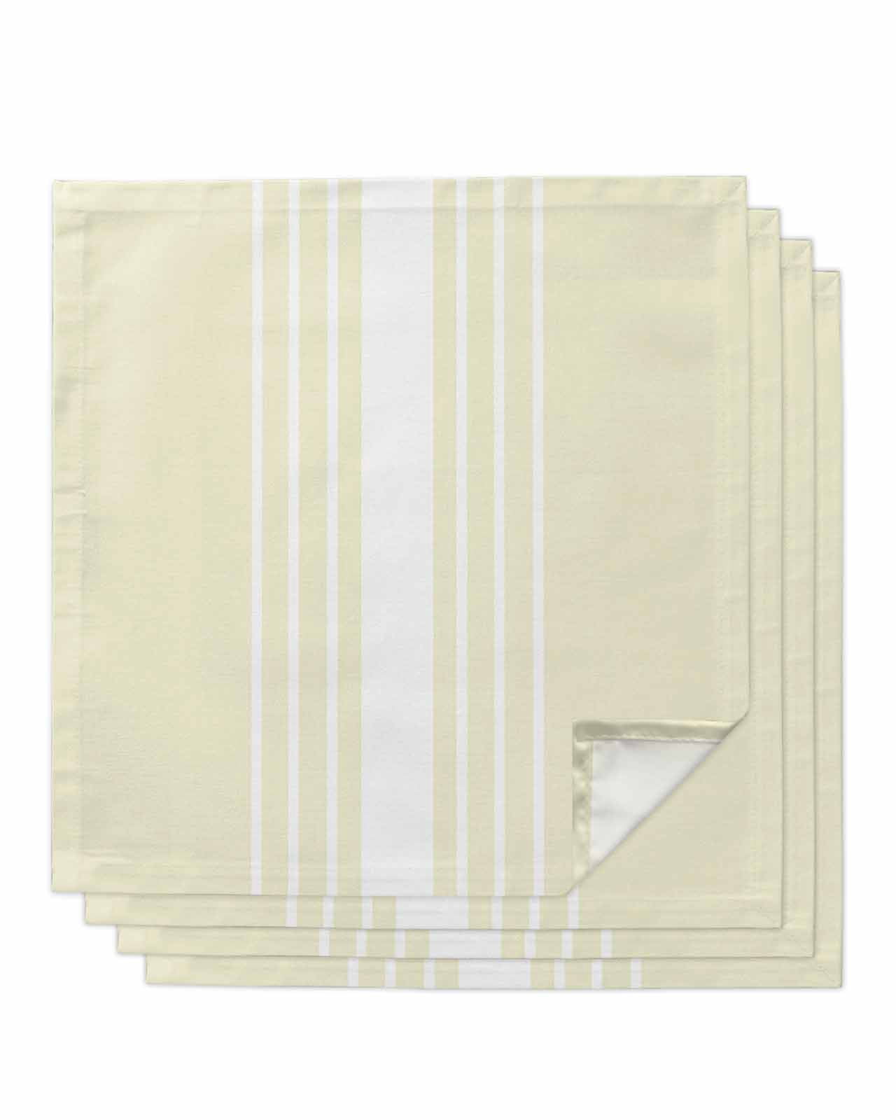 Cream White Stripe Cloth Napkins Set of 4 Reusable Dinner Napkins ...