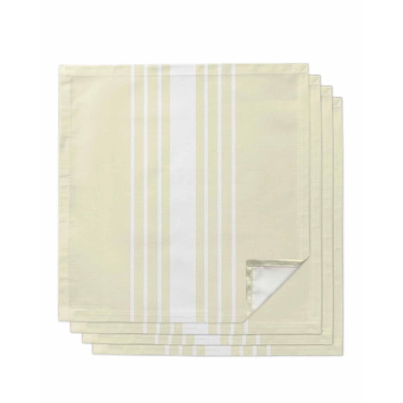 Cream White Stripe Cloth Napkins Set of 4 Reusable Dinner Napkins ...