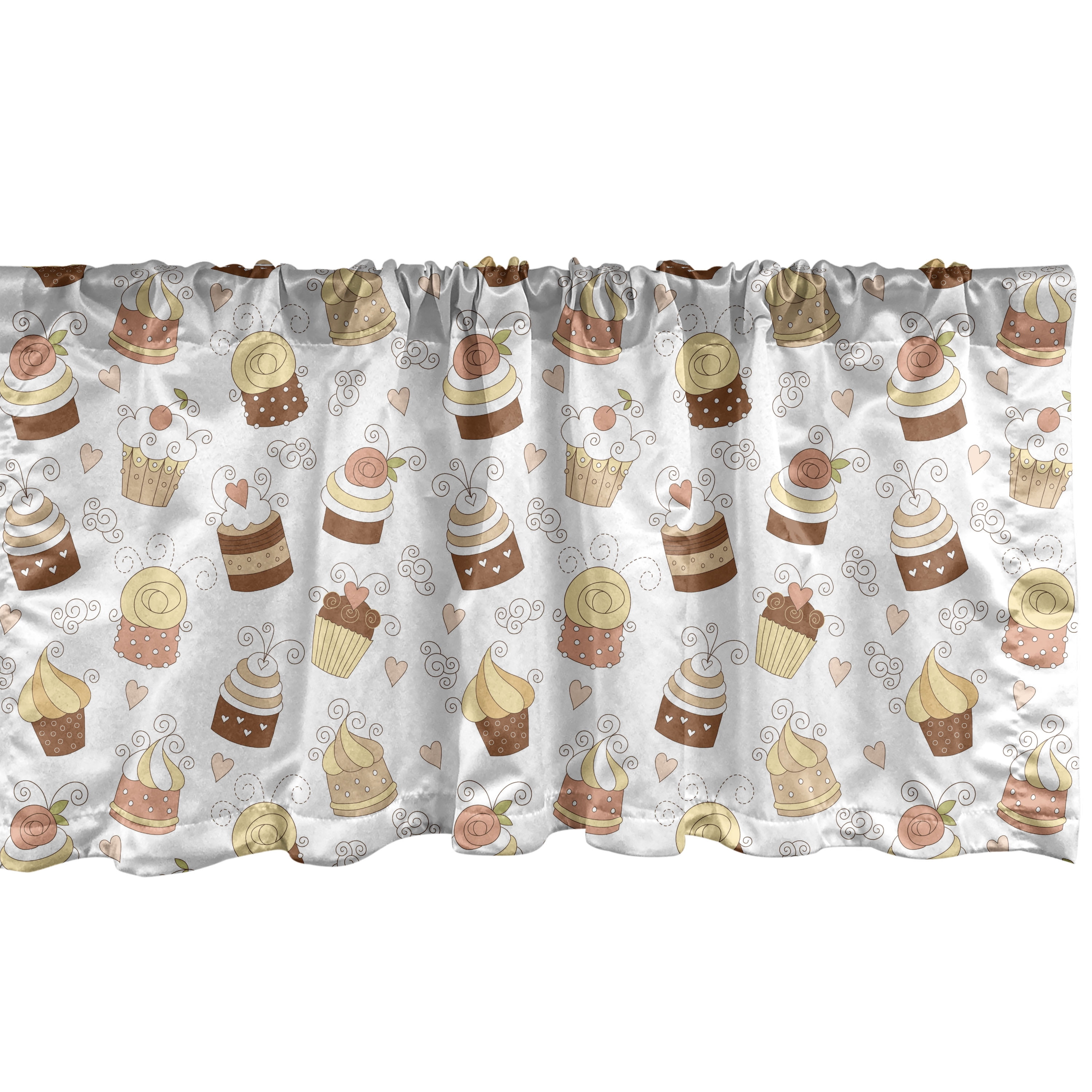 Ambesonne Cream and White Valance Pack of 2, Cupcake Sugarpaste, 54"X12 ...