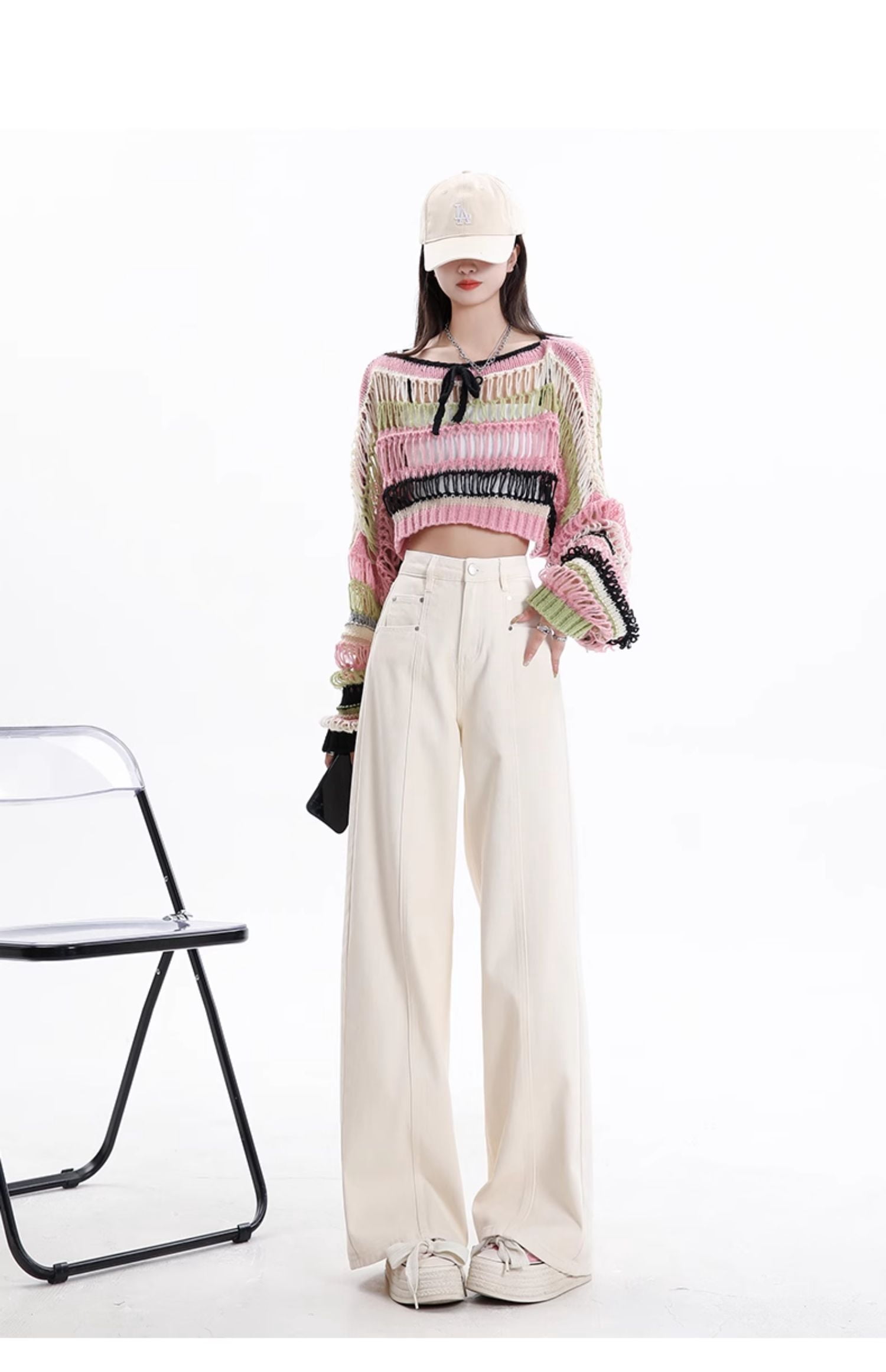 Cream Wide-Leg Jeans - Women's High-Waisted Relaxed Fit Denim with ...