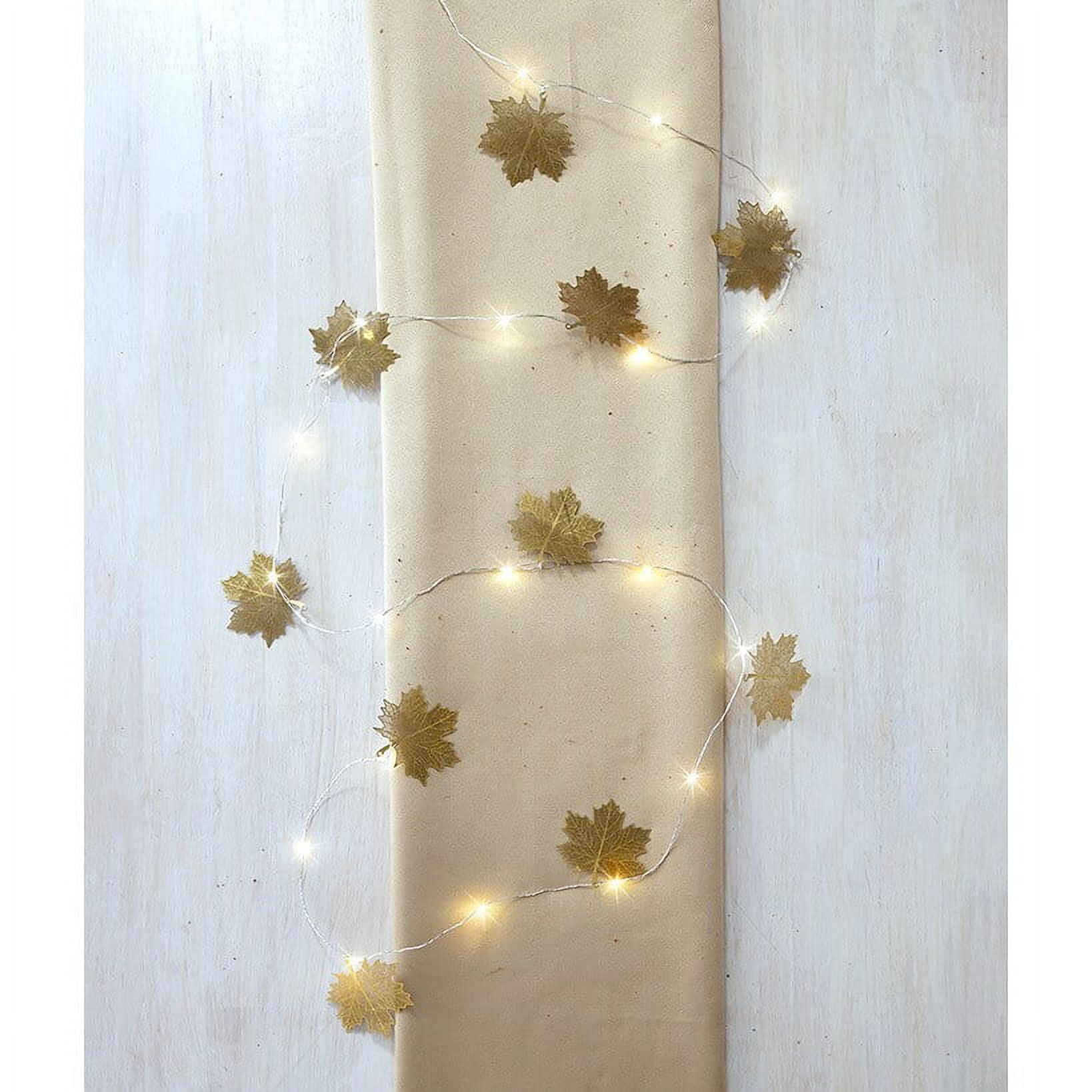 Cream and Gold Harvest Decor - Fall Leaves String Lights - Walmart.com
