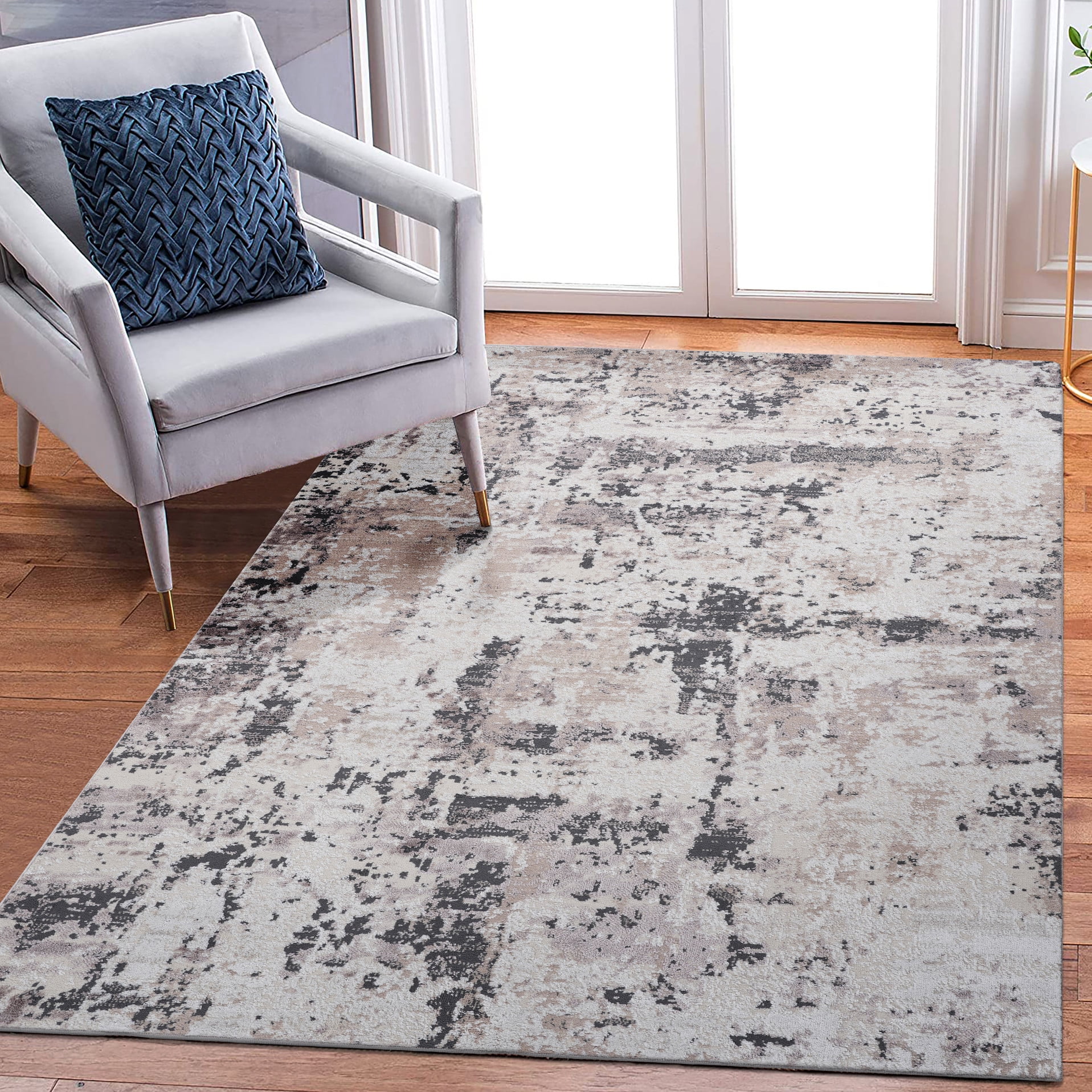 Cream/brown Abstract Area Rug 6x9, Non-shedding, Stain , Enhances Home ...