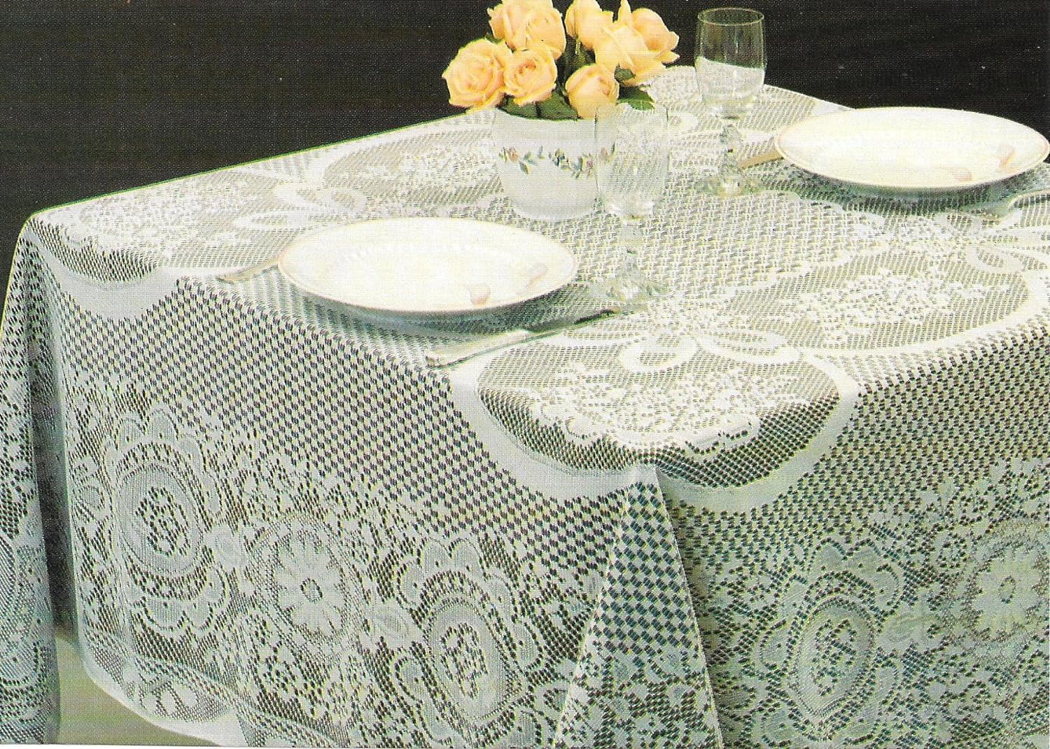 Cream color Lace Tablecloth. Size 61"x94" Oblong (61"x94" Oblong Cream ...