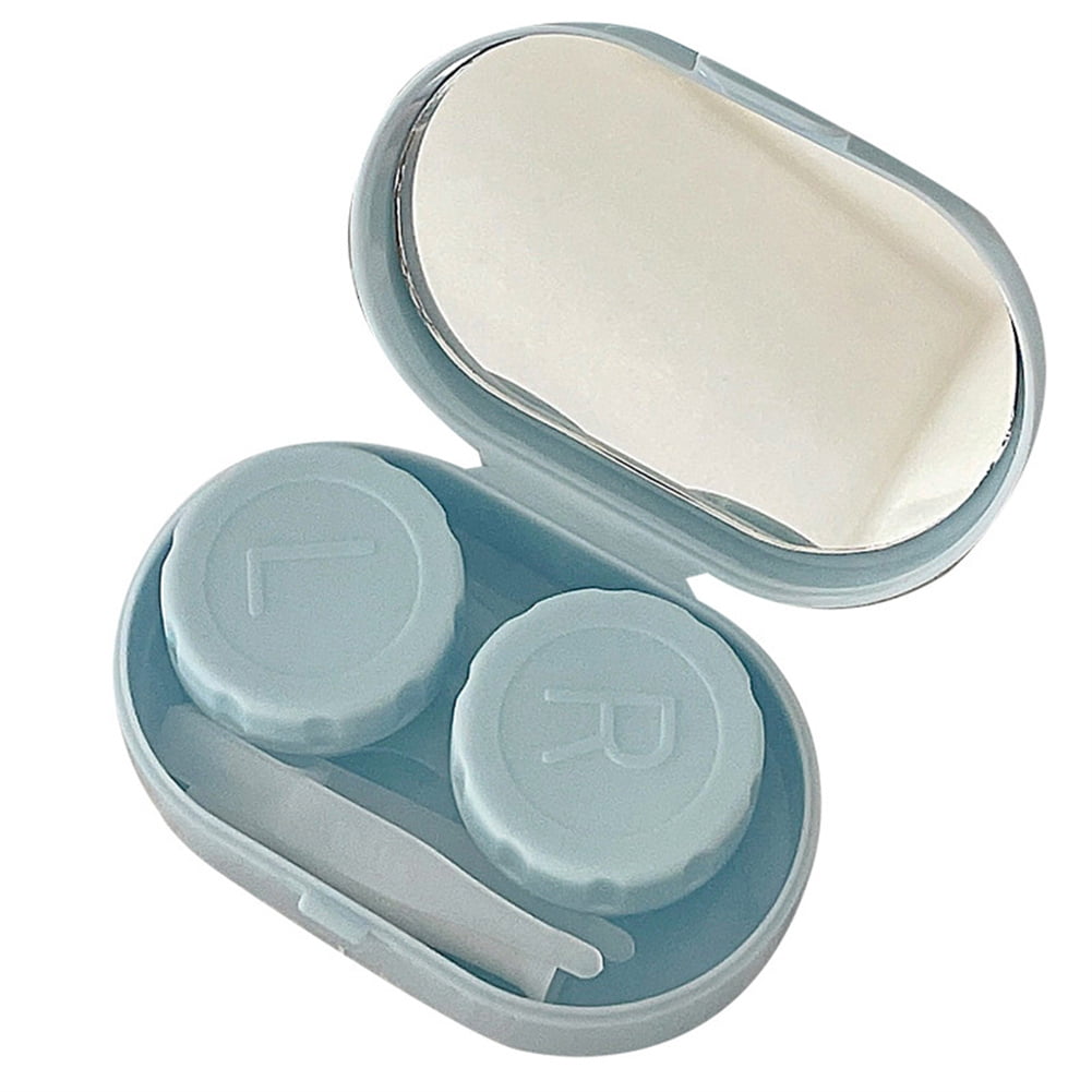 Cream color simple contact lens box companion box with mirror beautiful ...