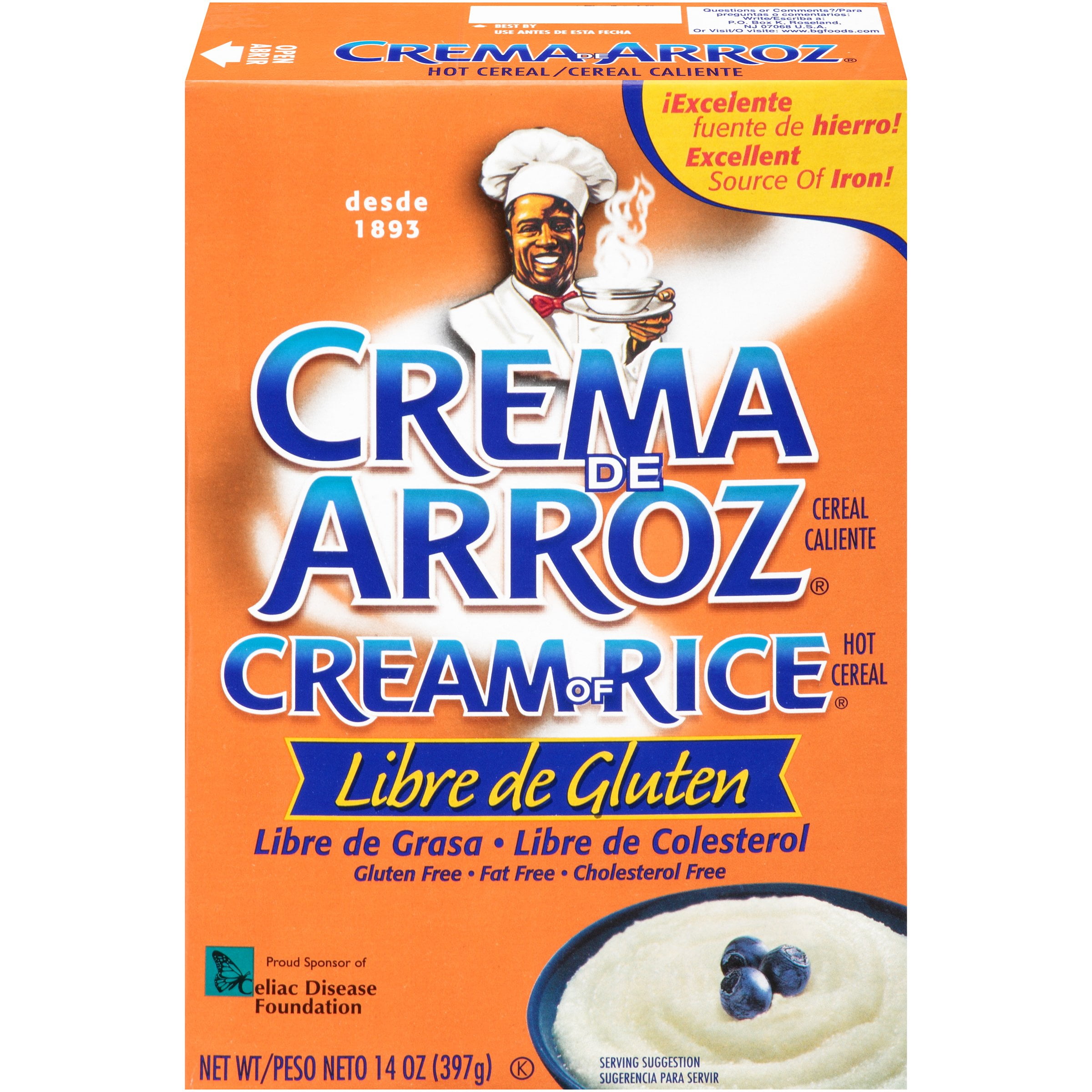 Cream of Rice Crema MSF2 de Arroz Libre de Gluten Cereal Caliente, 14 ...