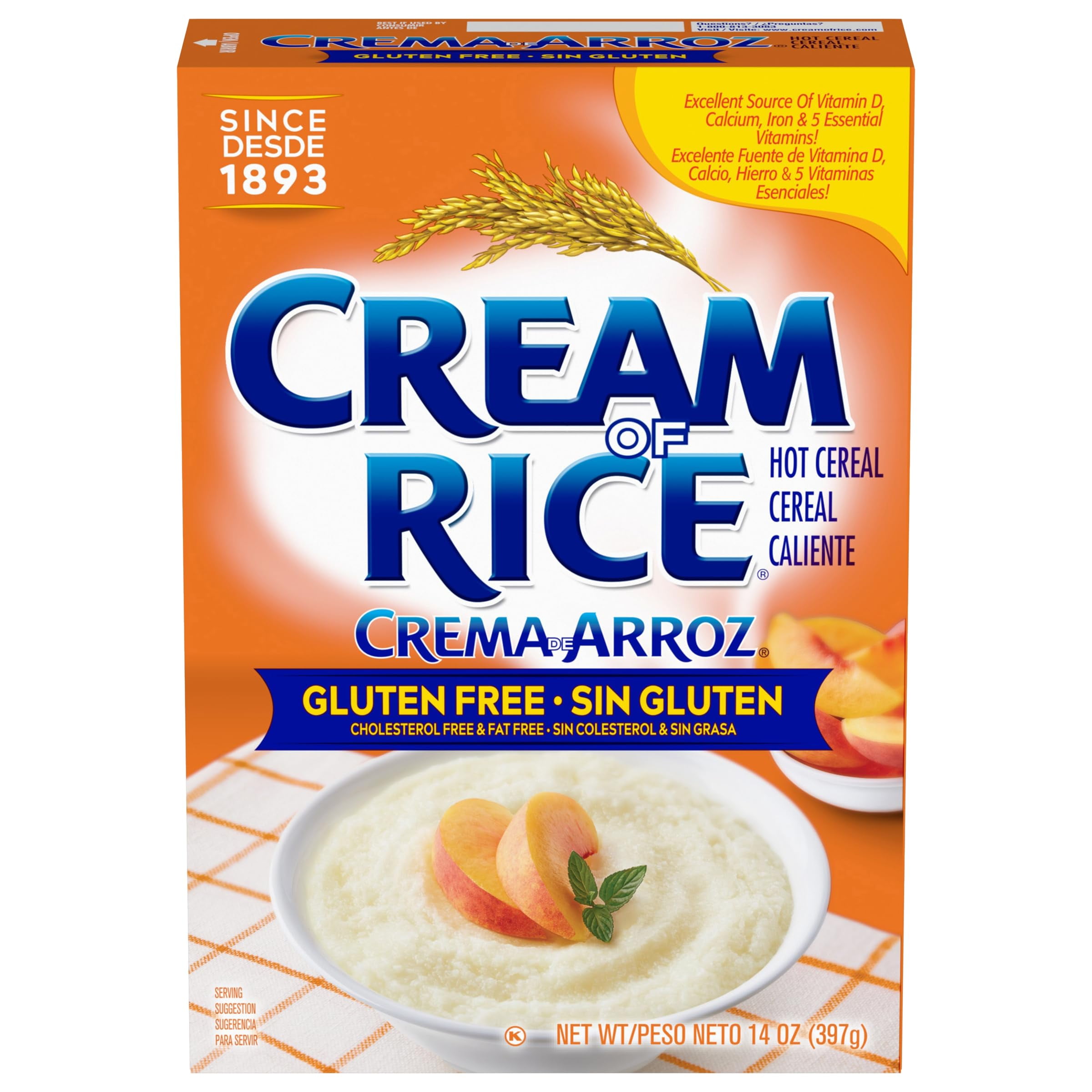 Cream of Rice Crema YPF5 de Arroz Libre de Gluten Cereal Caliente, 14 ...