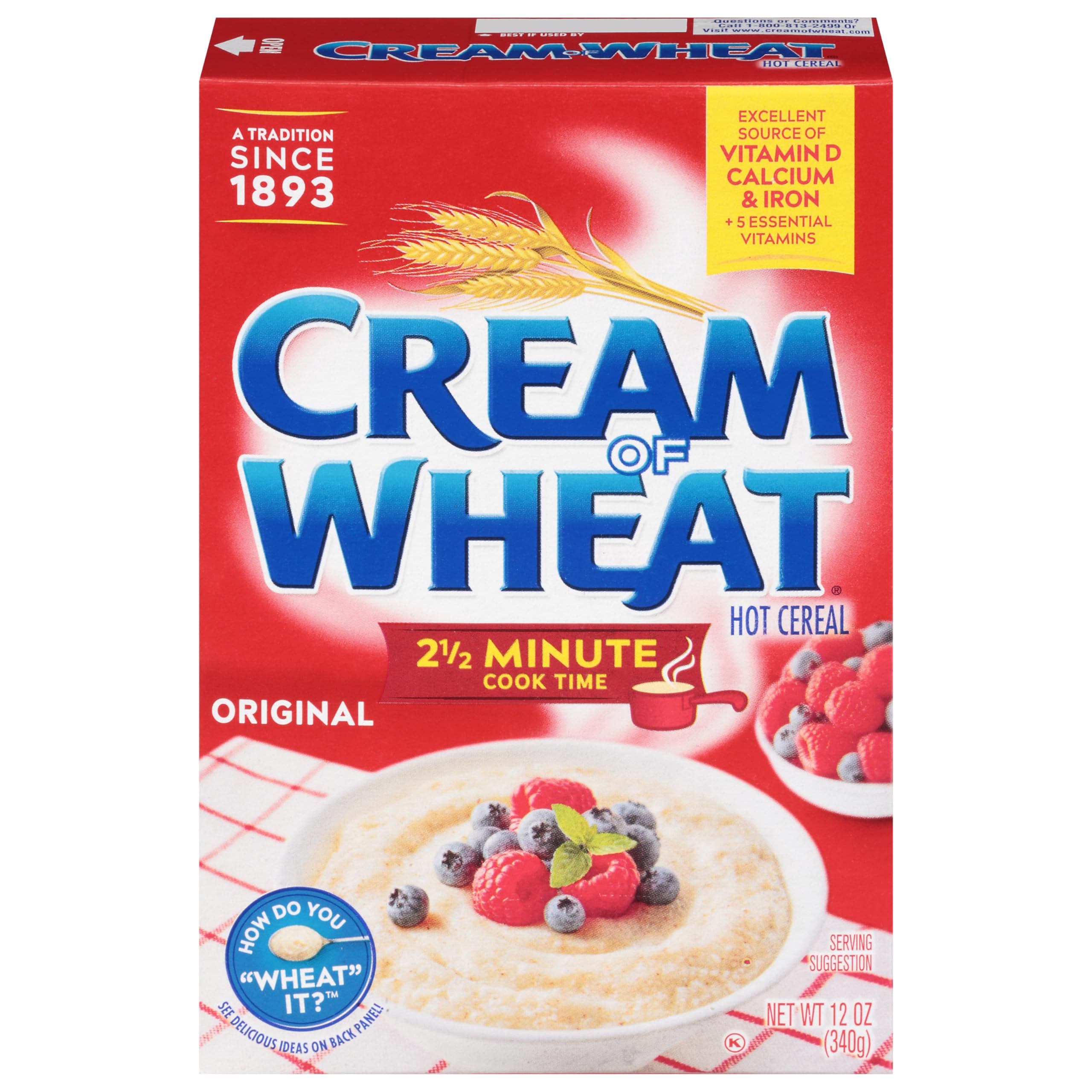 Cream of Wheat Original AIF9 Stove Top Hot Cereal, 2 1/2 Minute Cook Time, 12 Ounce - Walmart.com