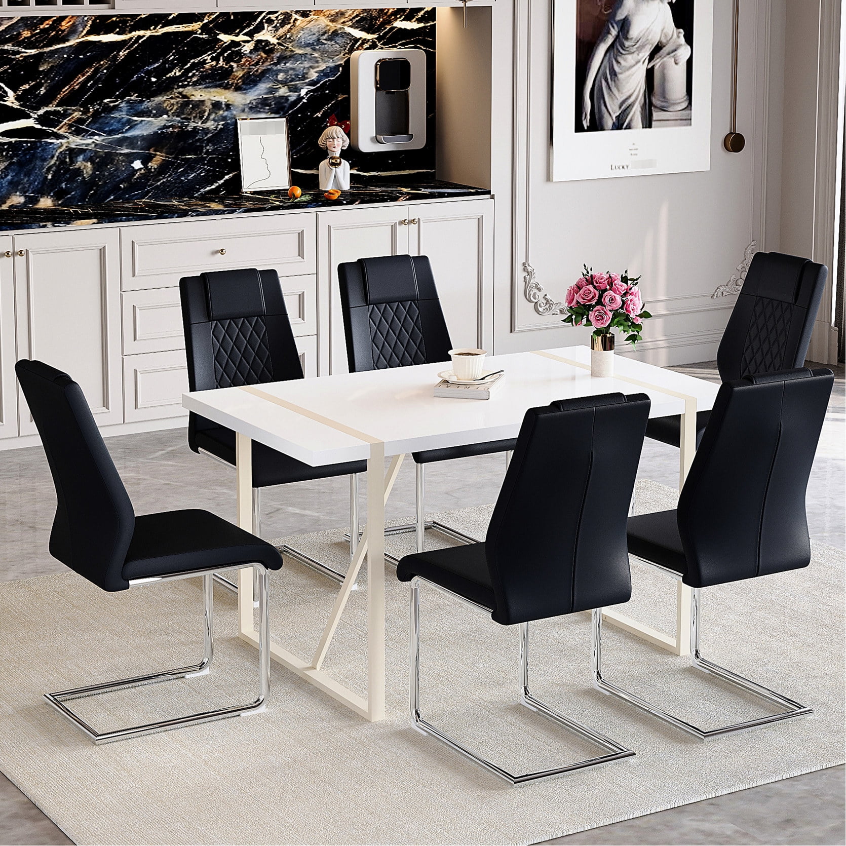 Cream - style white MDF tabletop / Meets various dining needs - Walmart.com