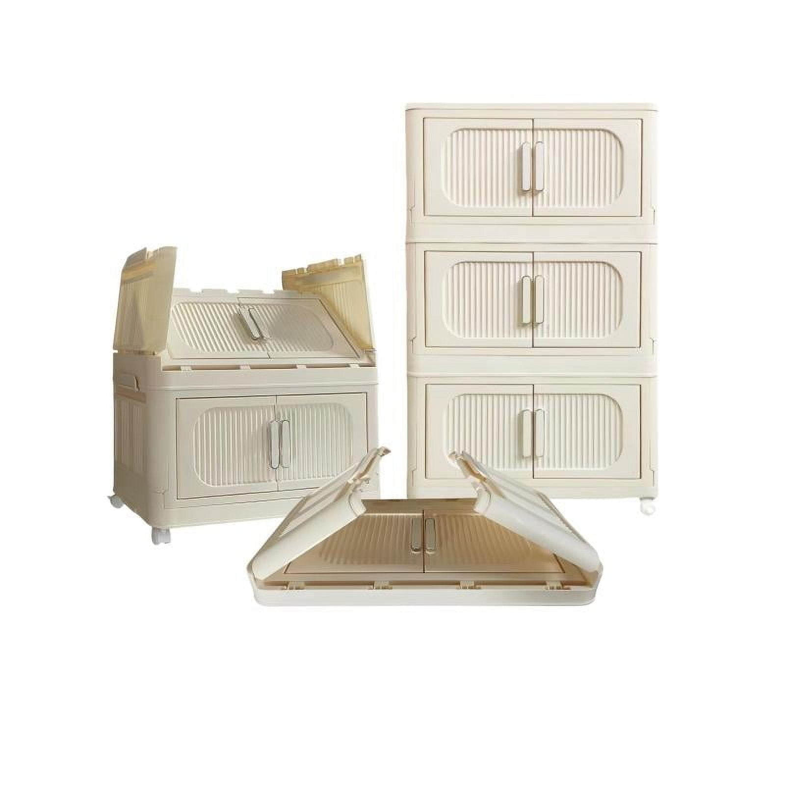 Cream white, 19.69-inch wide side-folding storage cabinet, 5 layers, 19 ...