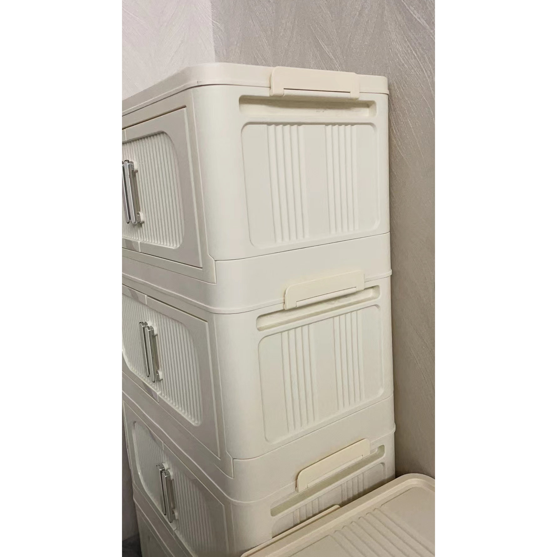 Cream white 5 - tier storage cabinet 19.69"×11.81"×50.00" with wheels ...
