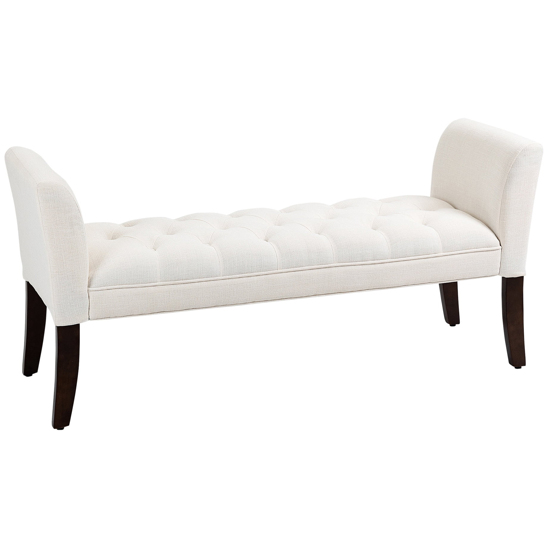 Cream white traditional style bench with button tufted design for ...