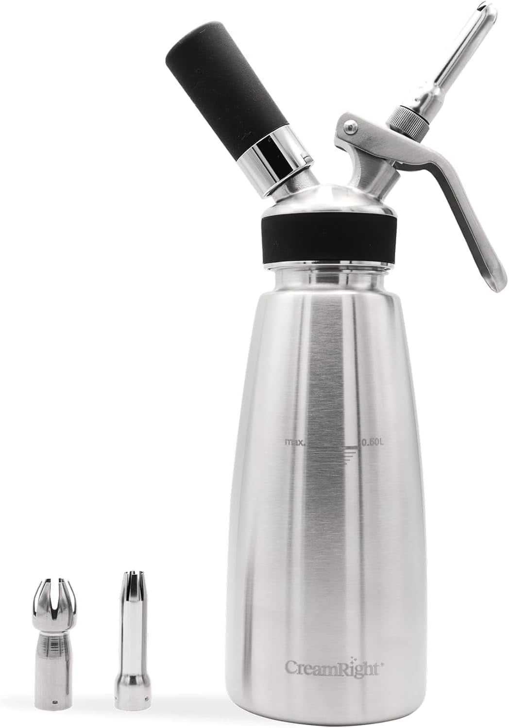 CreamRight Stainless Steel Whipped Cream Dispenser with Decorating Tips ...
