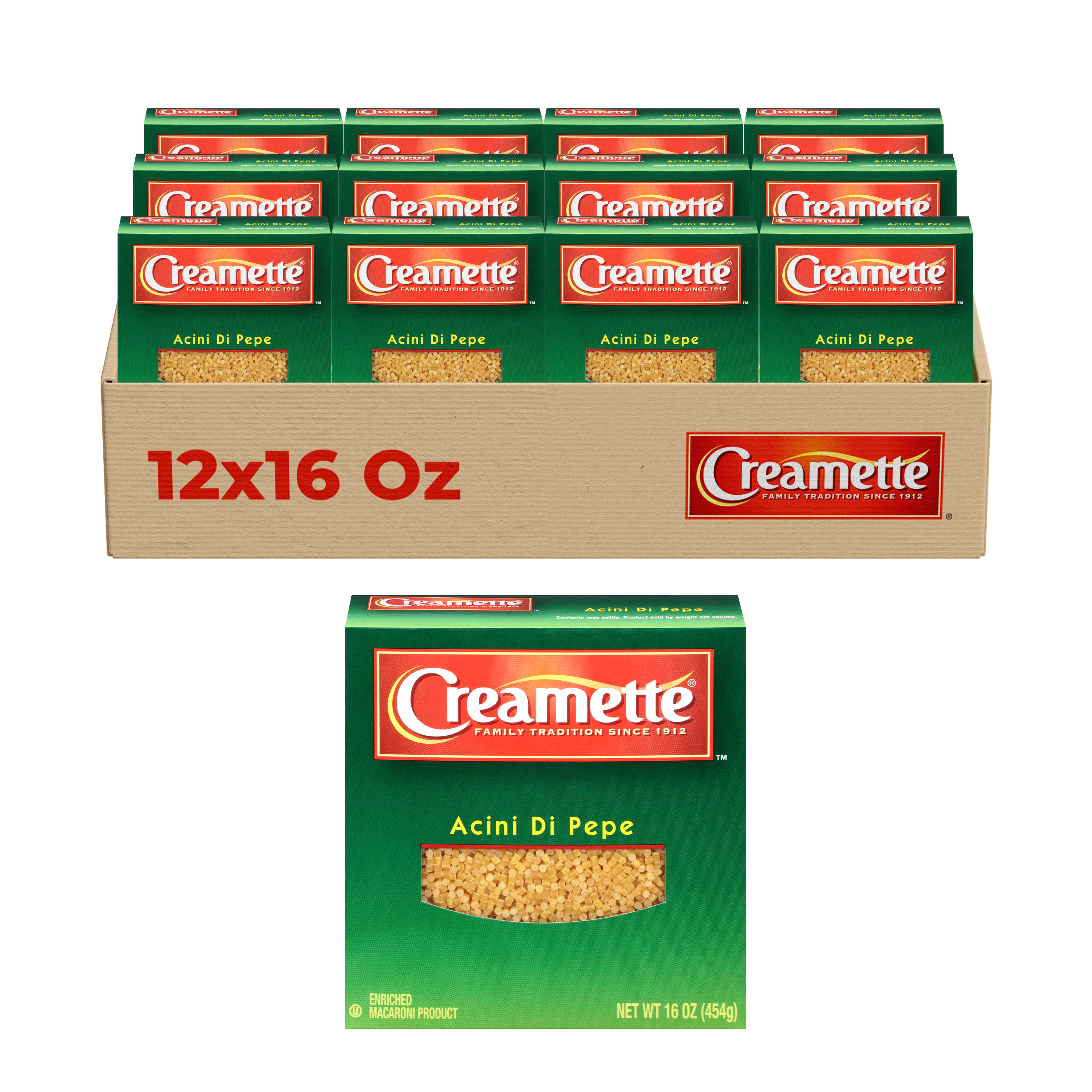 Creamette Acini di Pepe Pasta, 12-Pack (16 oz Each) – Tiny Round Pasta ...