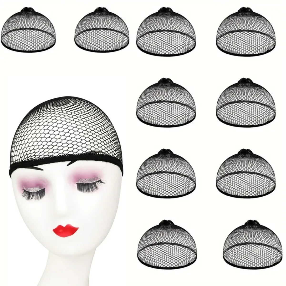 Creamily 10 Pack Wig Caps Elastic Mesh Wig Cap Black Hair Nets ...