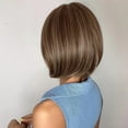 Creamily Natural Looking 10” Short Brown Bob Wig with Bangs for Women ...