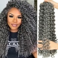 Creamily 18" Crochet Hair for Women Kanekalon Grey Crochet Hair Curly ...
