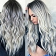 Creamily 24" Grey Wigs for Women Glueless Water Wavy Wigs Long Grey ...