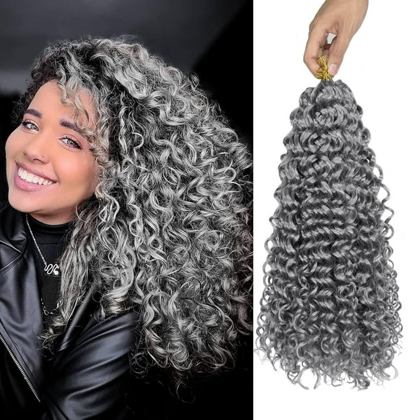 Creamily Crochet Hair For Black Women 14” Gray Ocean Wave Crochet Hair Kanekalon Curly Braiding