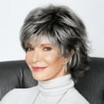 Creamily Grey Short Wigs with Bangs Layered Grey Wigs for Women ...