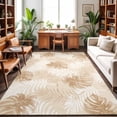 Creamy Beige Leaf 2.7'x5' Rug for Office Desk Chair Area Small Bedroom ...
