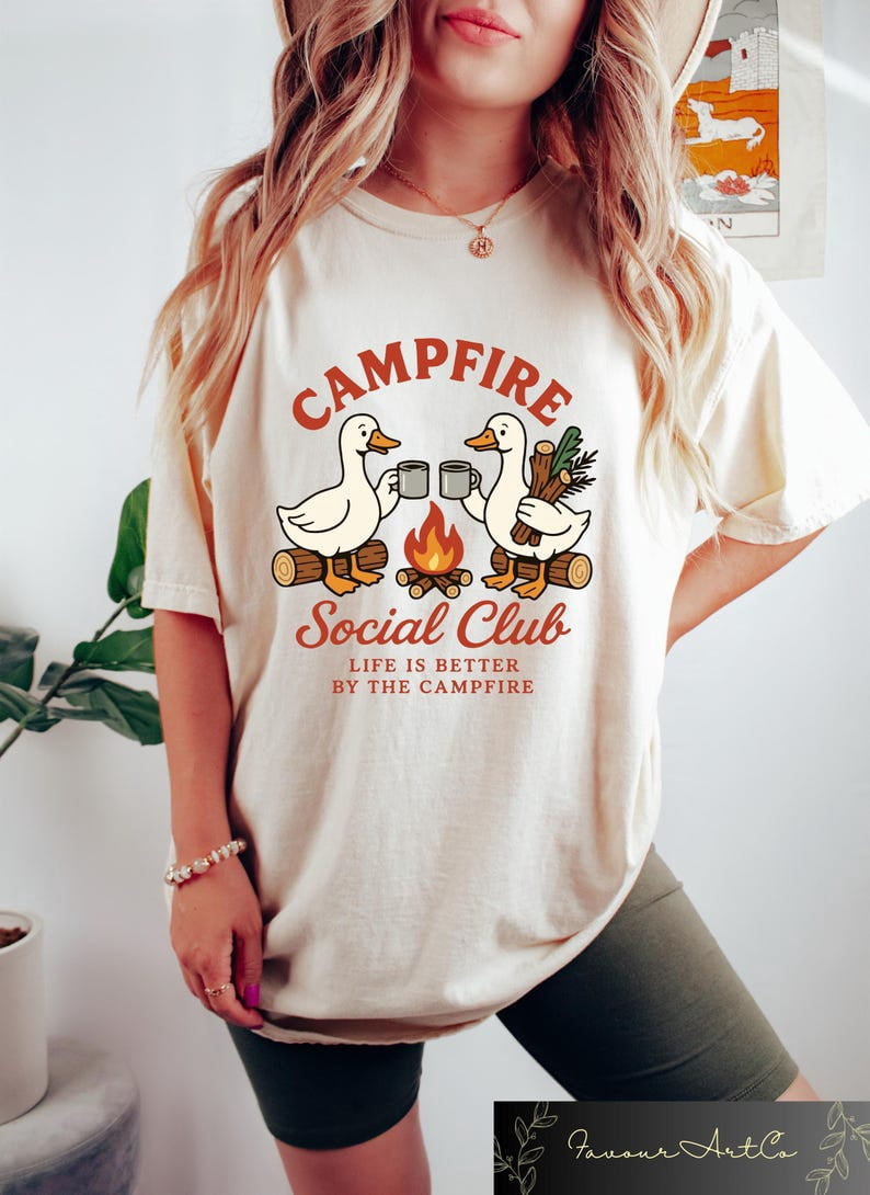Creamy Campfire Duck Social Club Graphic Comfort Colors T-Shirt ...