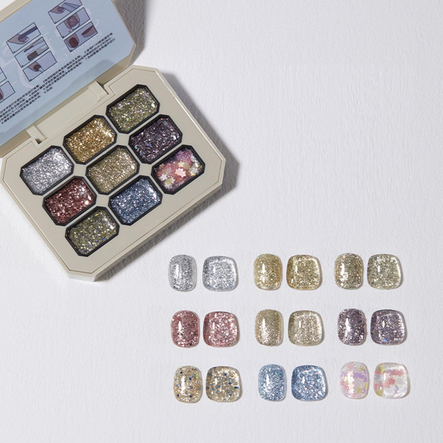 Creamy Colorful Nail Polish Set,Nine-Square Grid Solid Cream Gel Nail ...