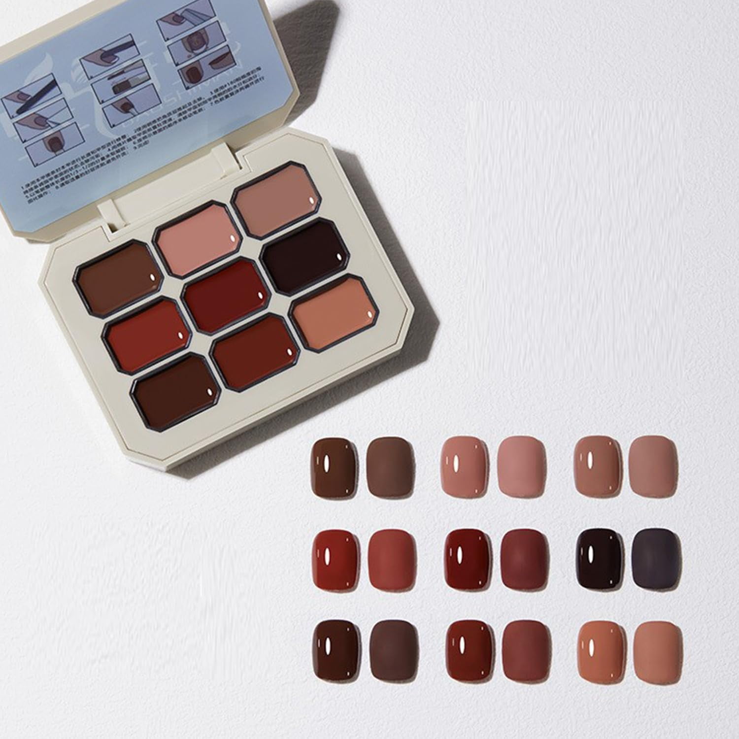 Creamy Colorful Nail Polish Set,Nine-Square Grid Solid Cream Gel Nail ...