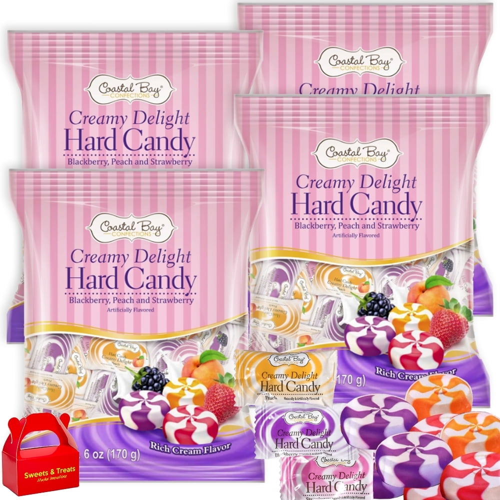 Creamy Delight Hard Candy, 4 Bags (6.0 oz Each), Strawberry, Peach ...