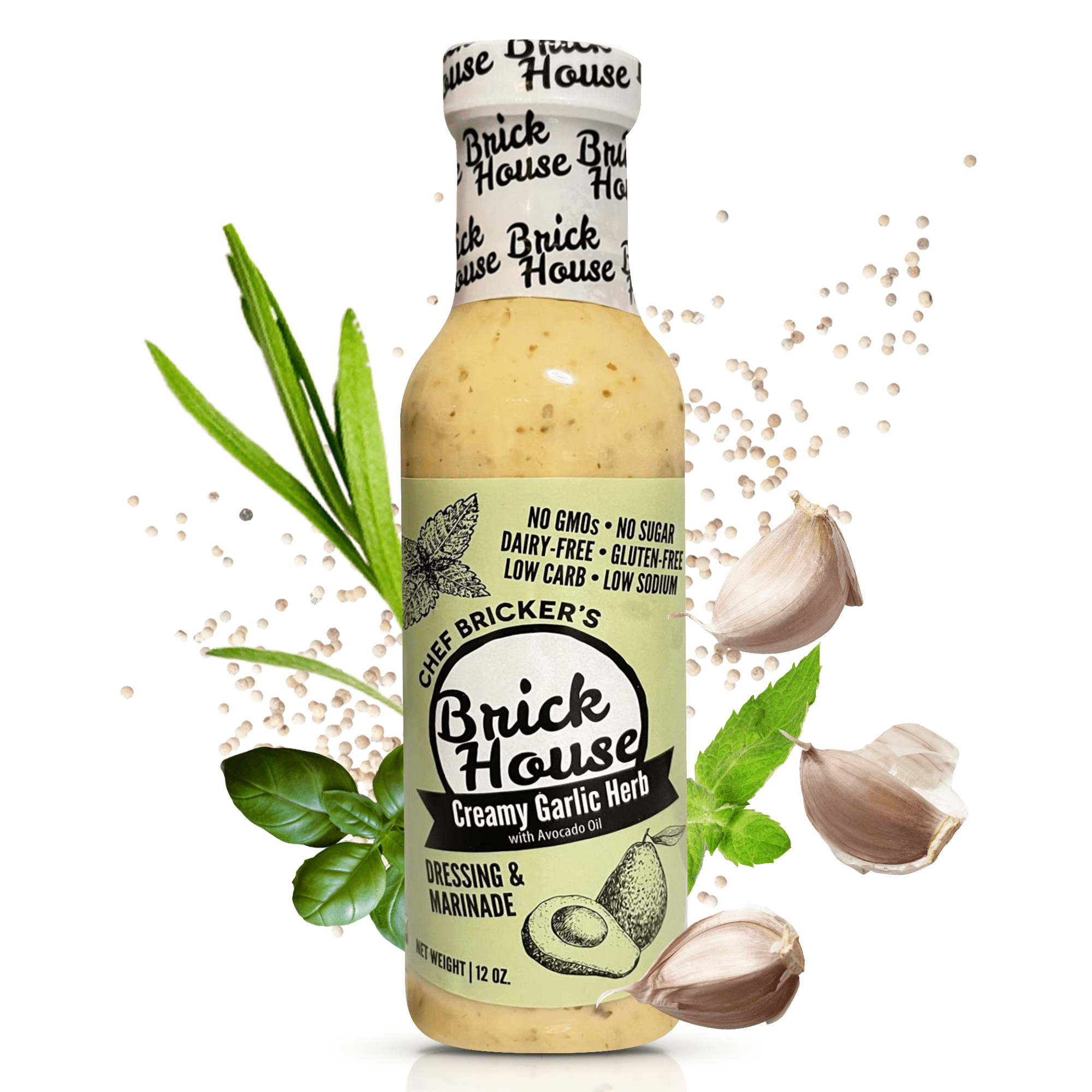 Brick House Creamy Garlic Herb Dressing & Marinade, Keto, Low Sodium ...