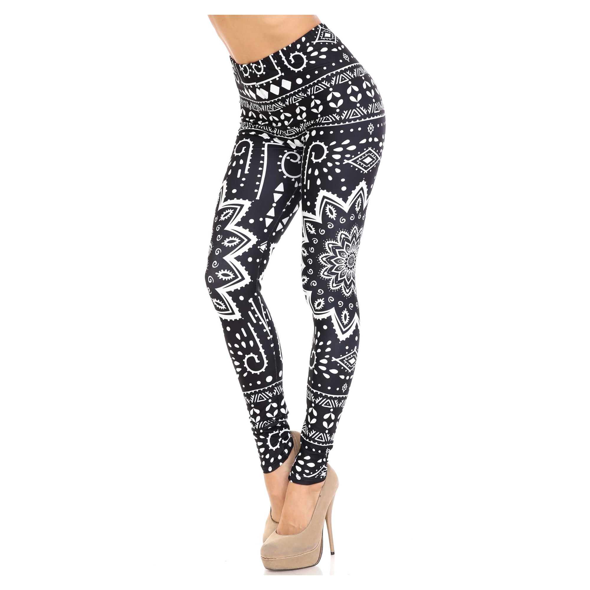 Creamy Soft Leggings Premium Women's Black Tribal Mandala Extra Plus ...