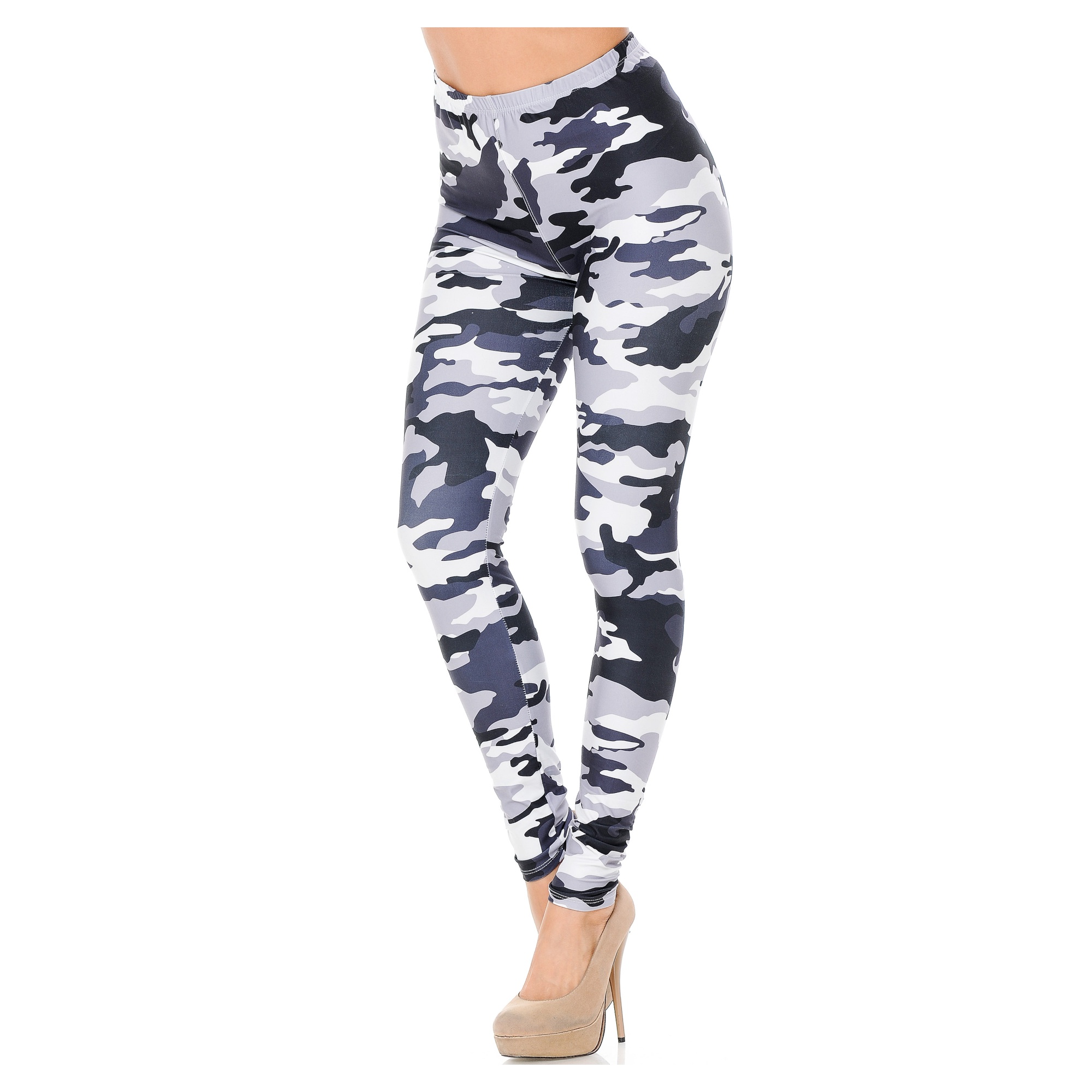 Creamy Soft Leggings Premium Women's Black and White Camouflage Extra ...