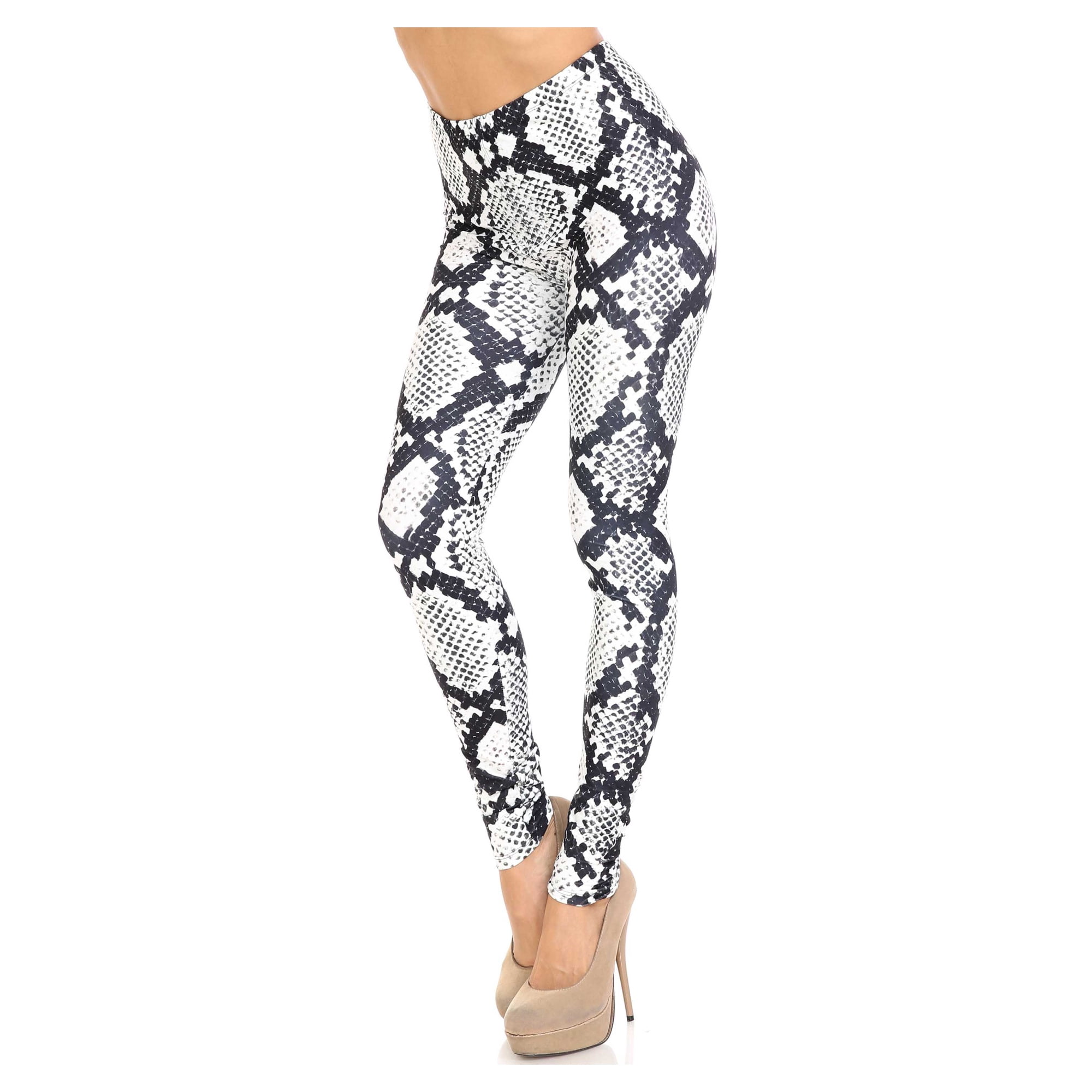Creamy Soft Leggings Premium Women's Black and White Python Snakeskin ...