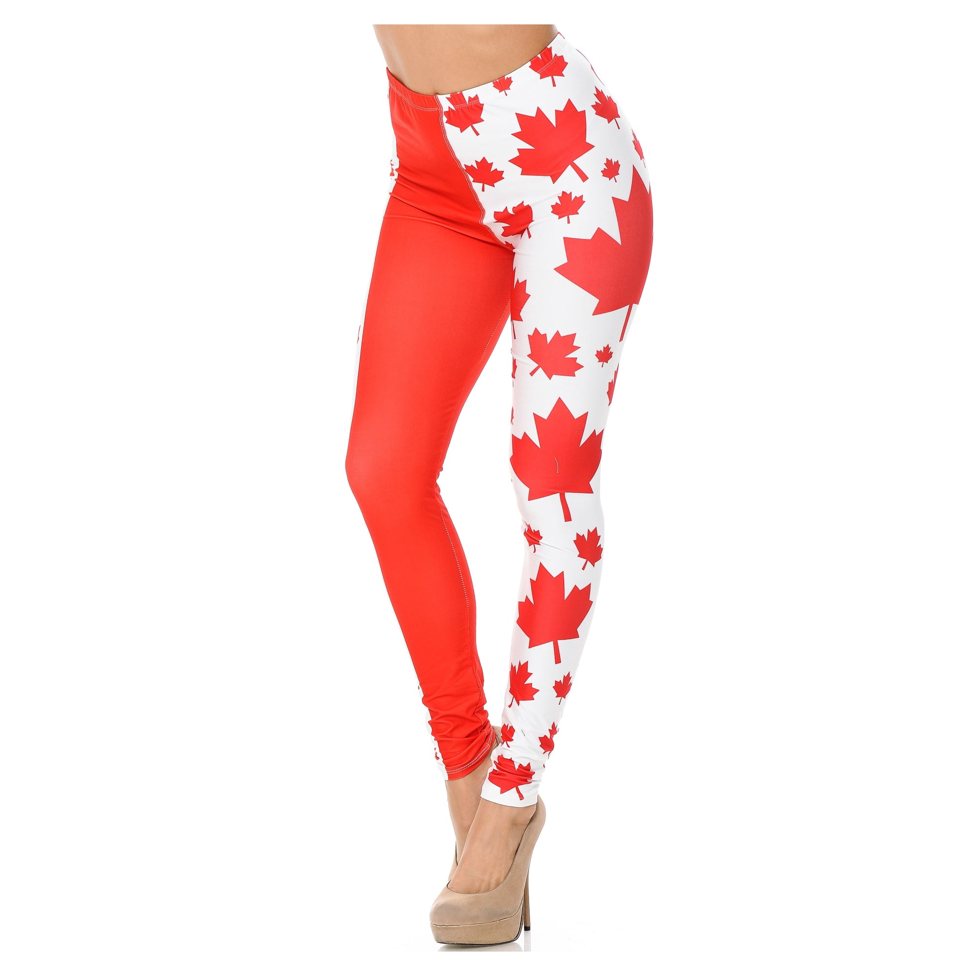 Creamy Soft Leggings Premium Women's Canadian Flag Extra Plus, High ...