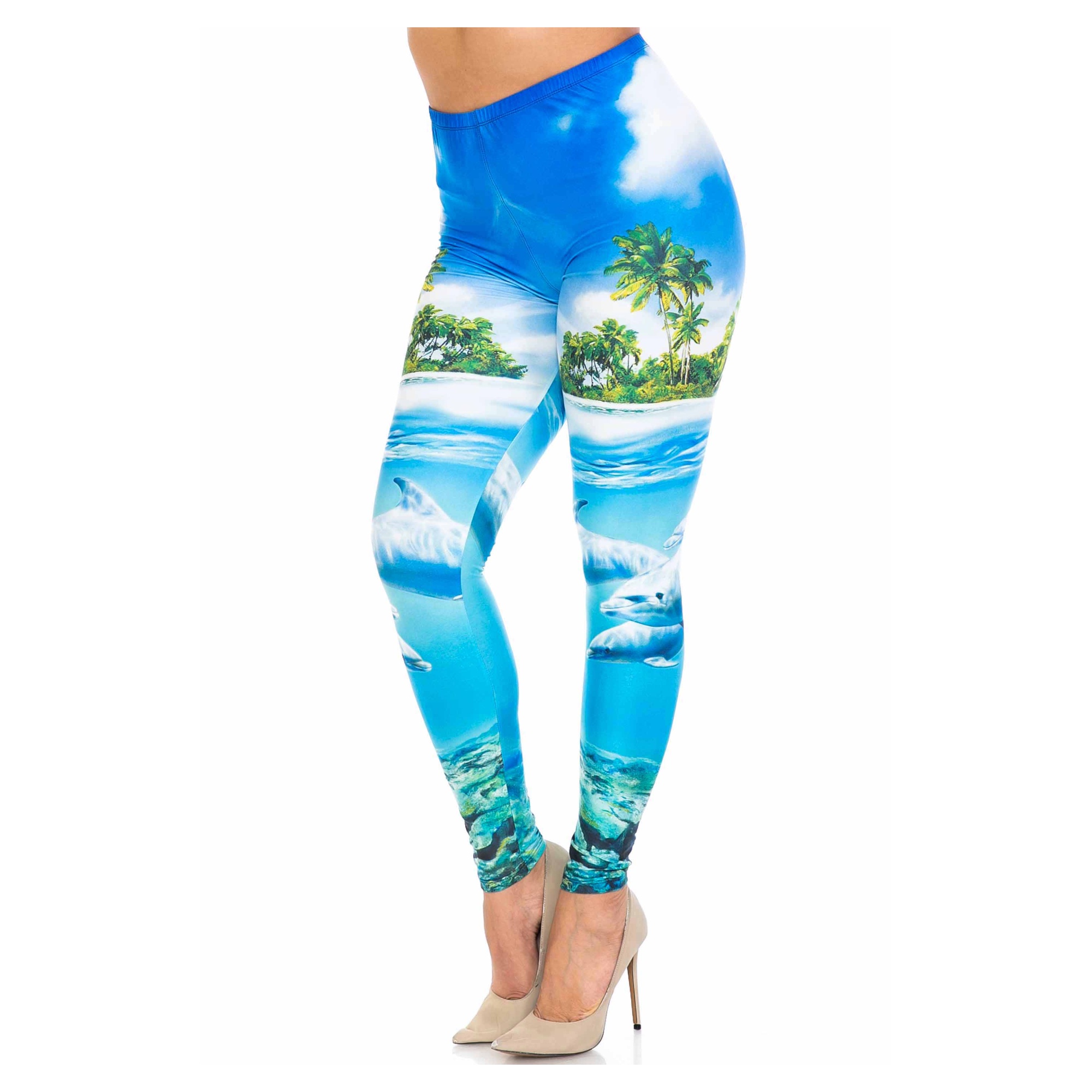 Creamy Soft Leggings Premium Women's Dolphin Paradise Extra Plus, High ...