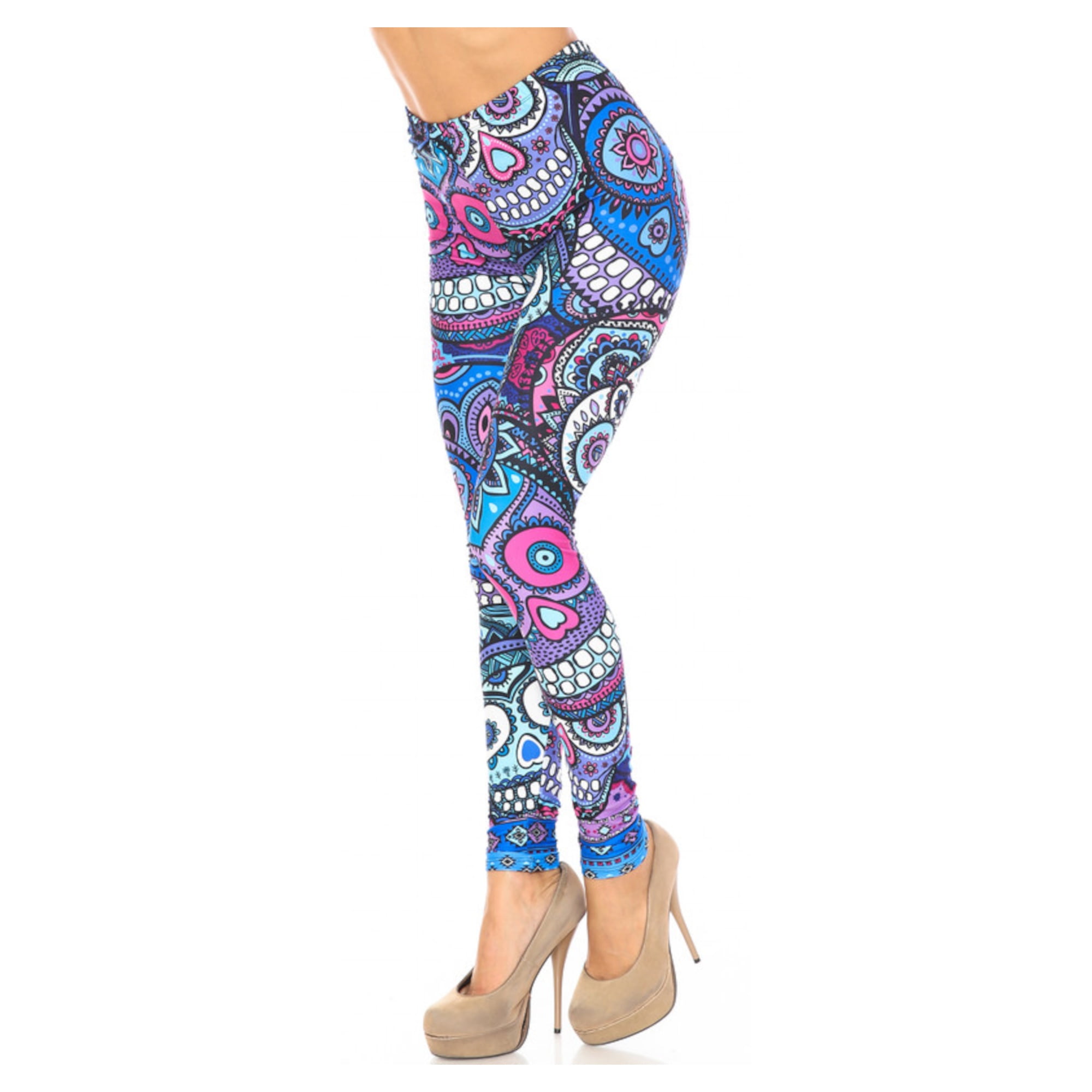 Creamy Soft Leggings Premium Women's Jumbo Purple Sugar Skulls Extra ...