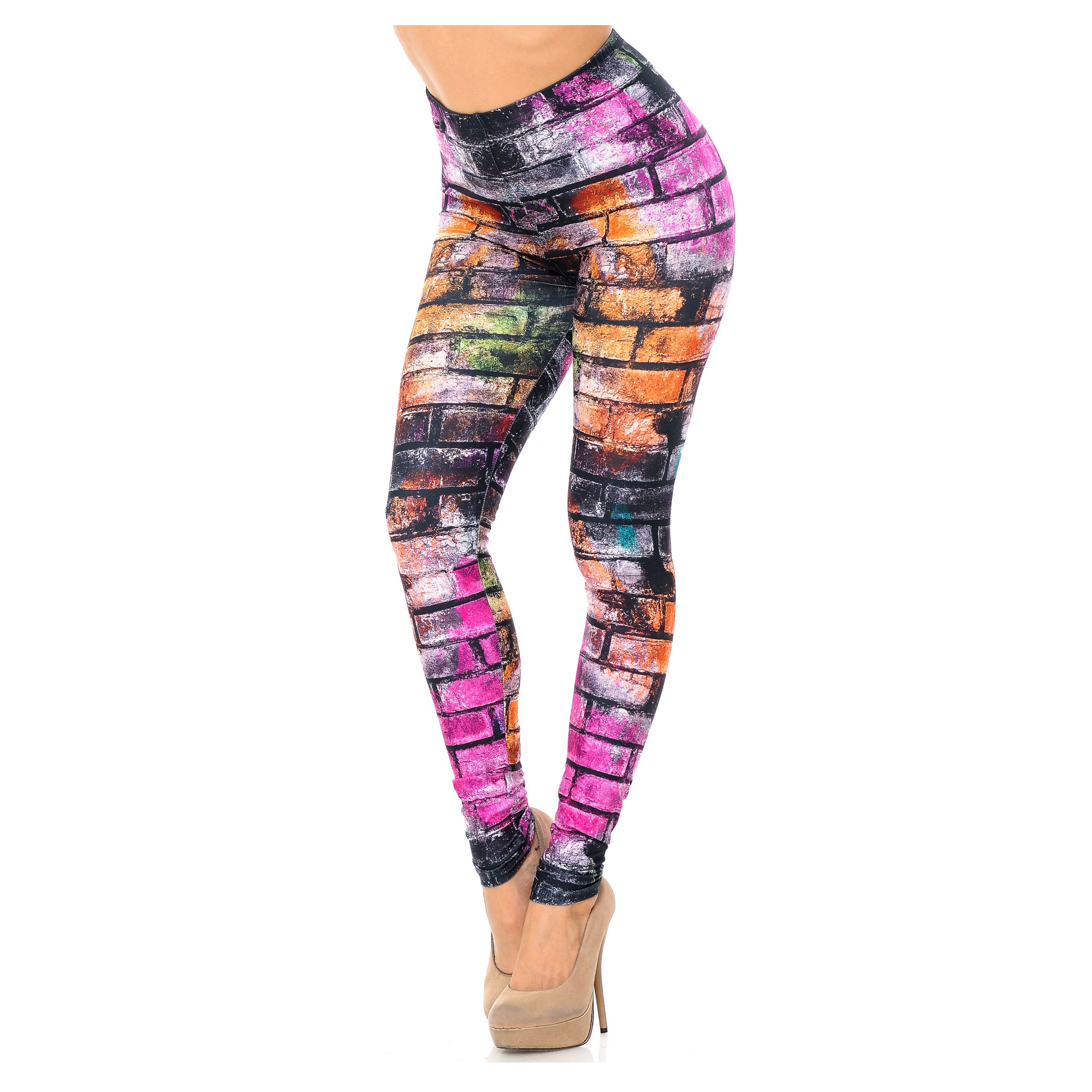 Creamy Soft Leggings Premium Women's Rainbow Brick Extra Plus, High ...