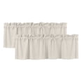 Creamy Solid 2 Panels Kitchen Valance, Minimalist Tan Linen Texture ...
