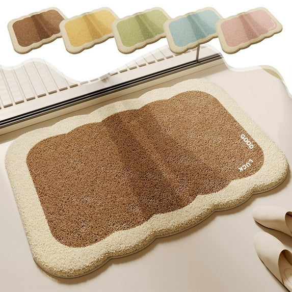 Creamy Style Imitation Sheep's Wool Entrance Mat, Blue Bathroom Shower ...