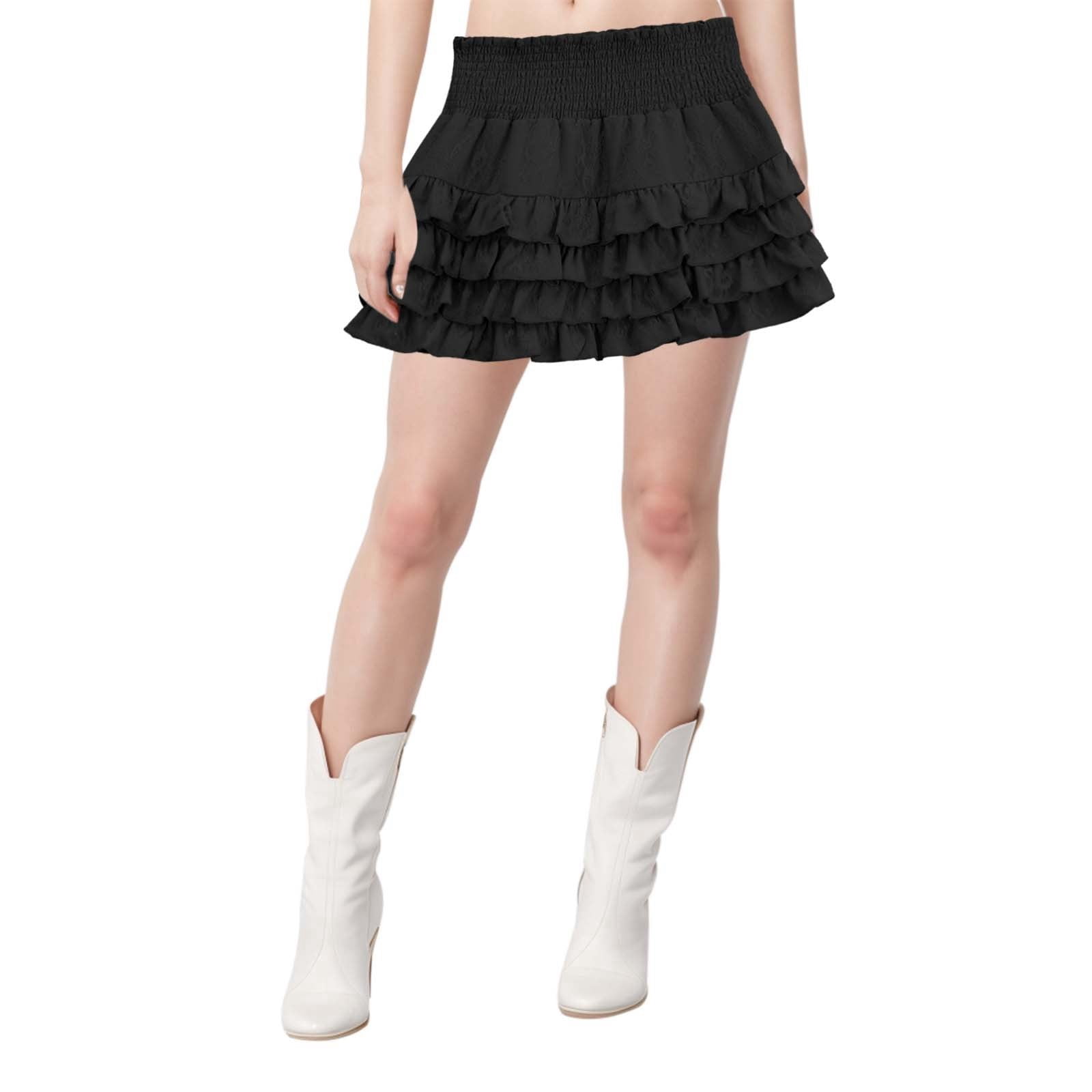 Creamy Sweetheart High Waist Lace Puff Cake Skirt Short A Line Skirt ...