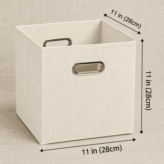 Creamy White 6 Pack Fabric Cube Organizer With Handle Foldable For ...
