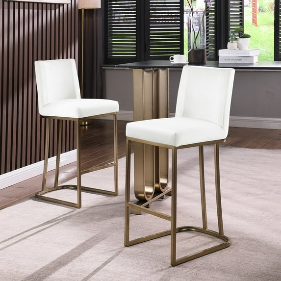 Creamy White Bar Stools Set of 2, 26" Counter Height, with Back ...