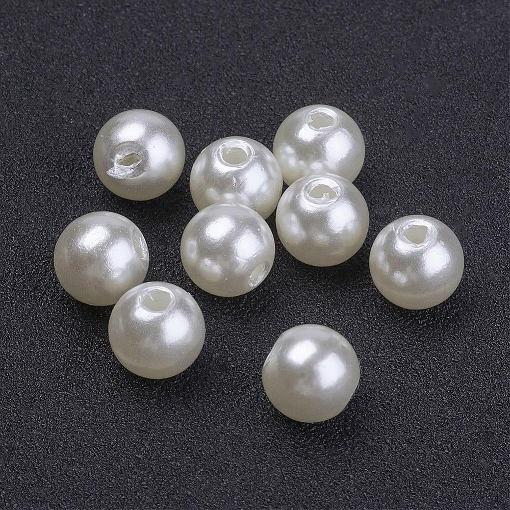 Creamy White Round Chunky Imitation Loose Acrylic Pearl Beads 8mm Hole ...