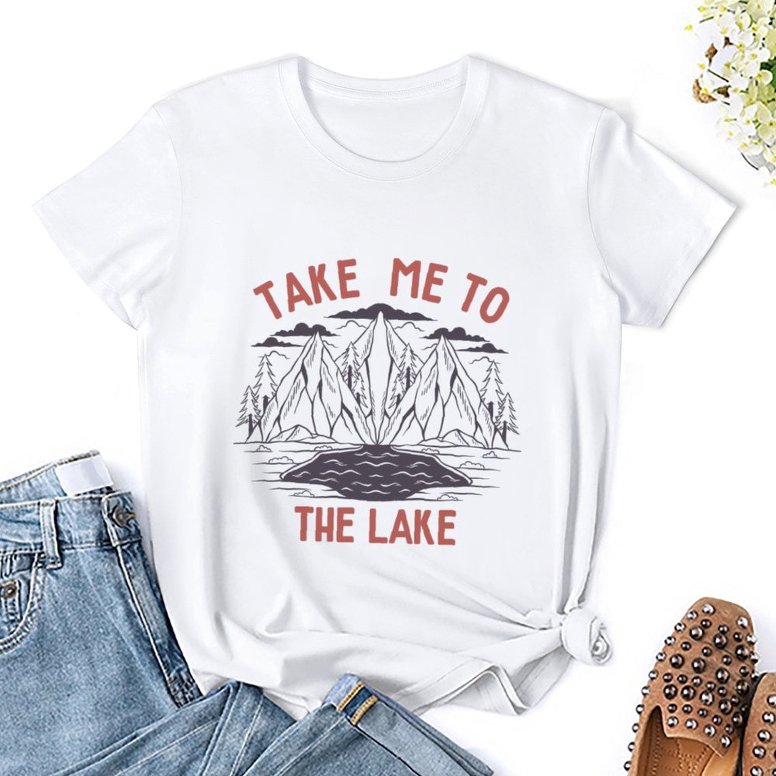 Creaon Outdoor Theme Pattern Women's Short-Sleeve T-shirt, Size S–3XL ...