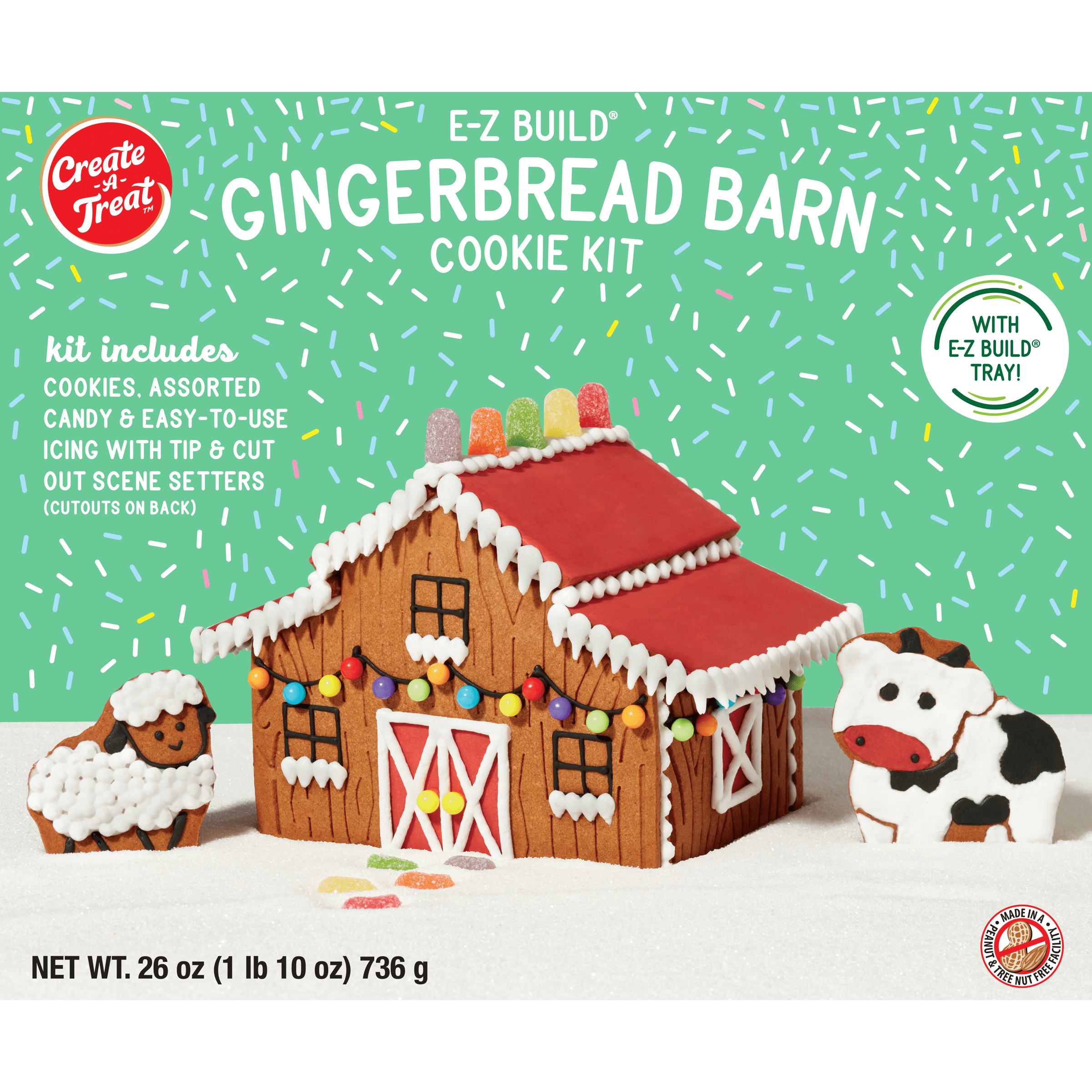 Holiday Create A Treat E-Z Build Gingerbread Barn Cookie Kit, 26 oz, 1 ...