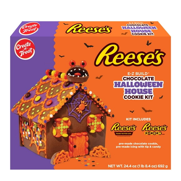 Create-A-Treat Reese's Chocolate Halloween Cookie House Kit, 24.4 oz, 1 ...